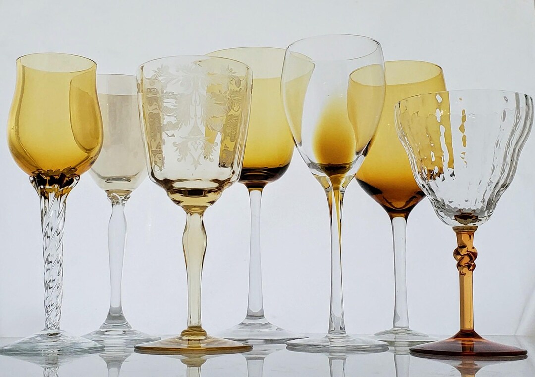 Amber Wine Glasses Goblets Stemware Collection Crystal Stemware Yellow ...