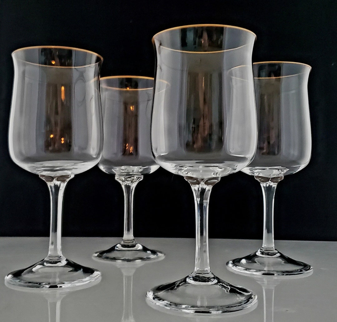 Gold Trim Goblets Lenox Intrigue Vintage Crystal Stemware 1970s Elegant ...