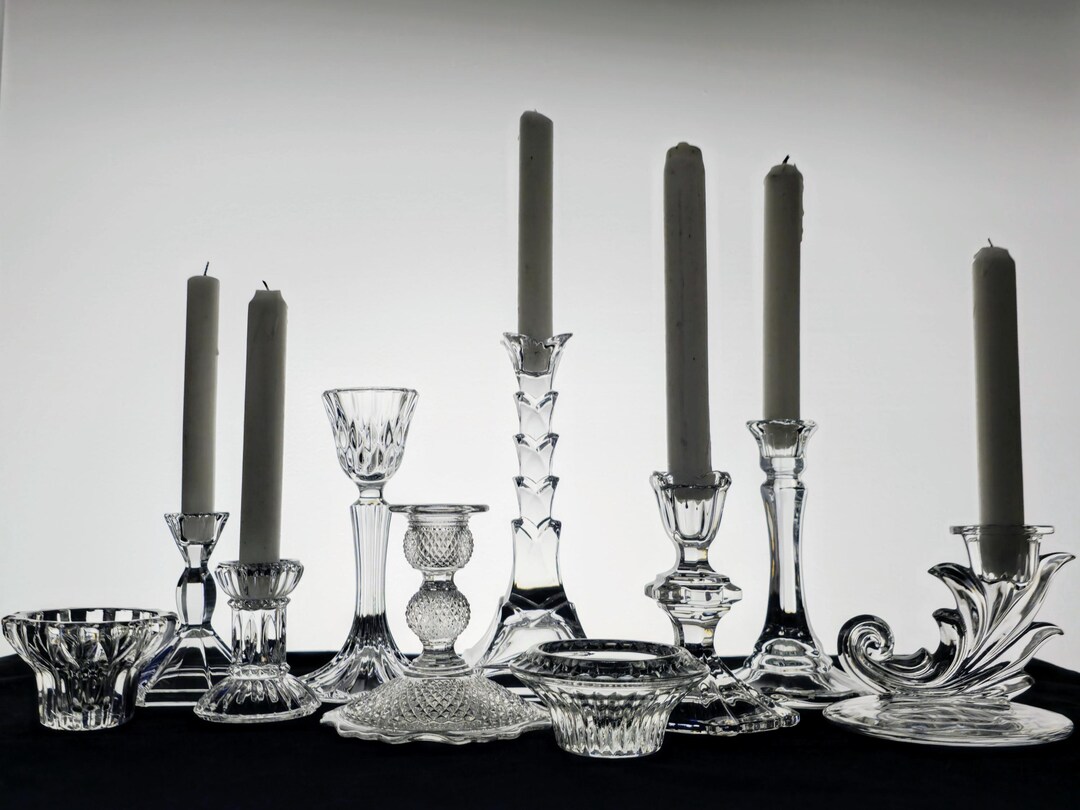 Vintage Crystal Candlestick Collection Curated Candle Holders Set Table ...
