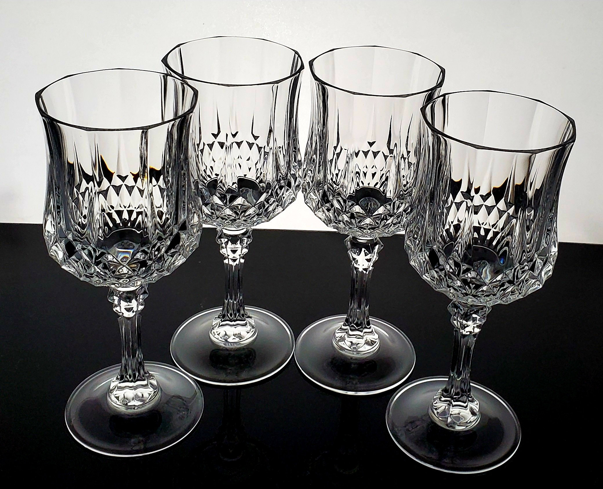 Vintage Crystal Goblets Longchamp Diamond Cut Crystal Cristal D'arques ...