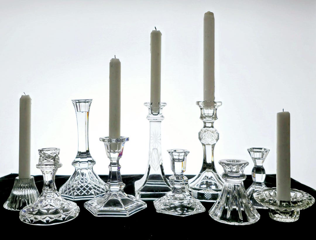 Vintage Crystal Candlestick Collection Curated Candle Holders Set Table ...