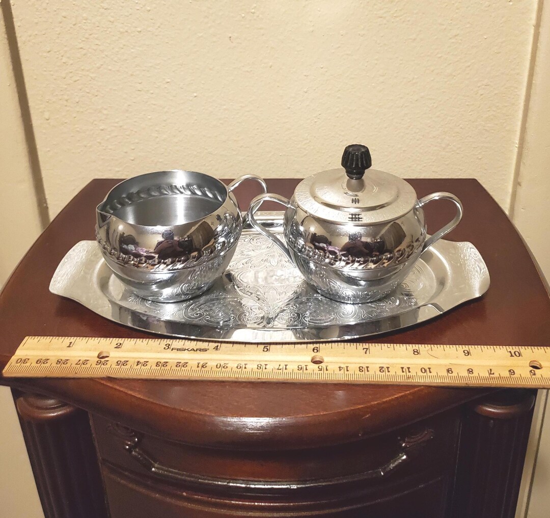 Perma Brite Chrome Set, by National Silver Co. Creamer Sugar Tray - Etsy
