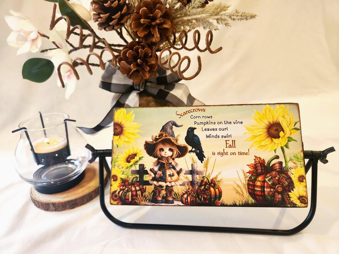 Rotating Wood SCARECROW & SANTA Sign, Thanksgiving and Christmas Art ...