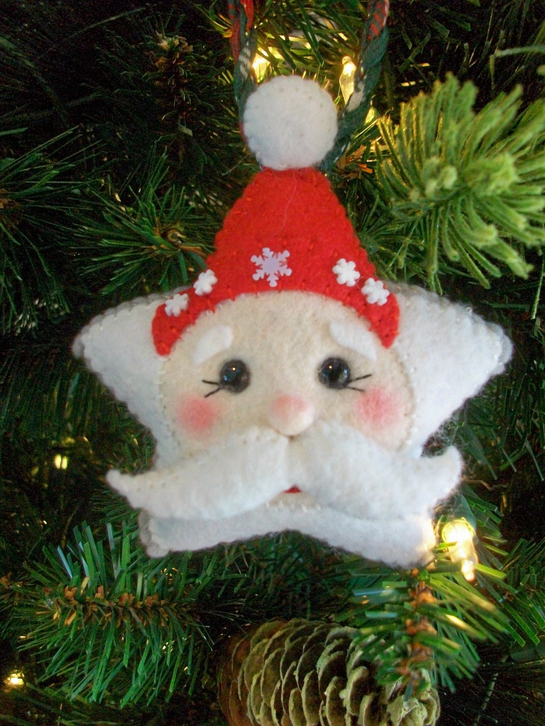 FELT SANTA ORNAMENT Handmade Star Santa Claus Christmas - Etsy