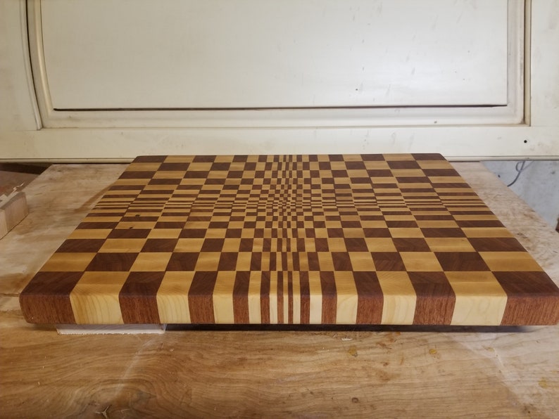 Optical Illusion Butcher Block/cutting Board Made From Mahogany and ...