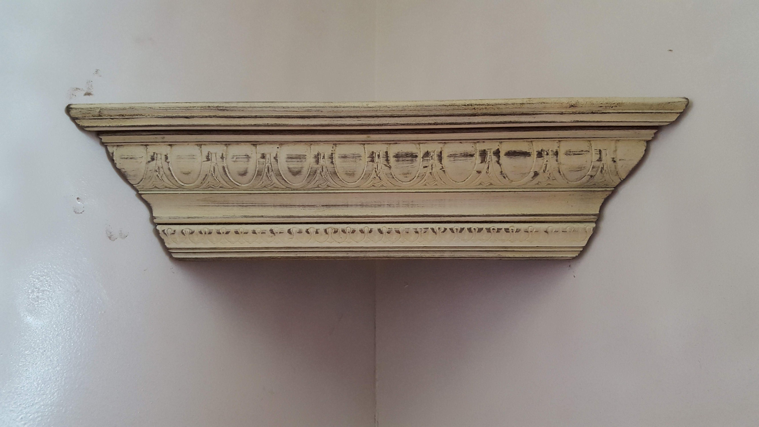 Corner shelf made with decorative crown in distressed ivory great gifts ...