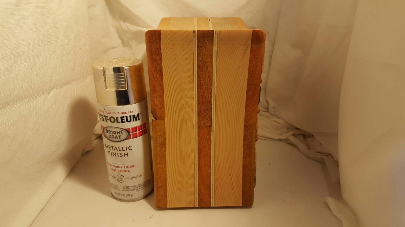 Jewelry box made from Osage orange, Douglas fir, luan, and buckeye burl