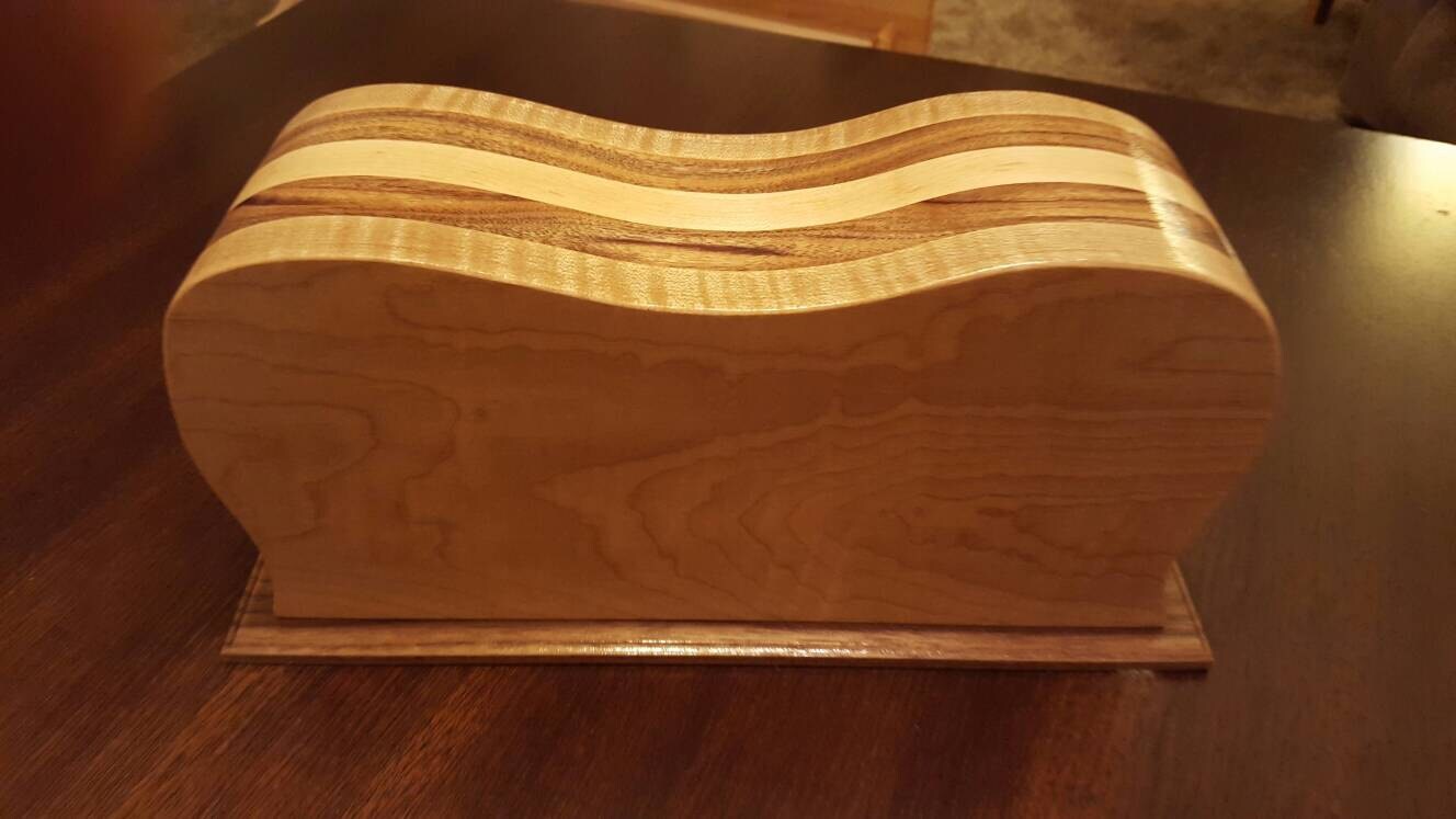 Jewelry box featuring quilted maple and patagonia rosewood