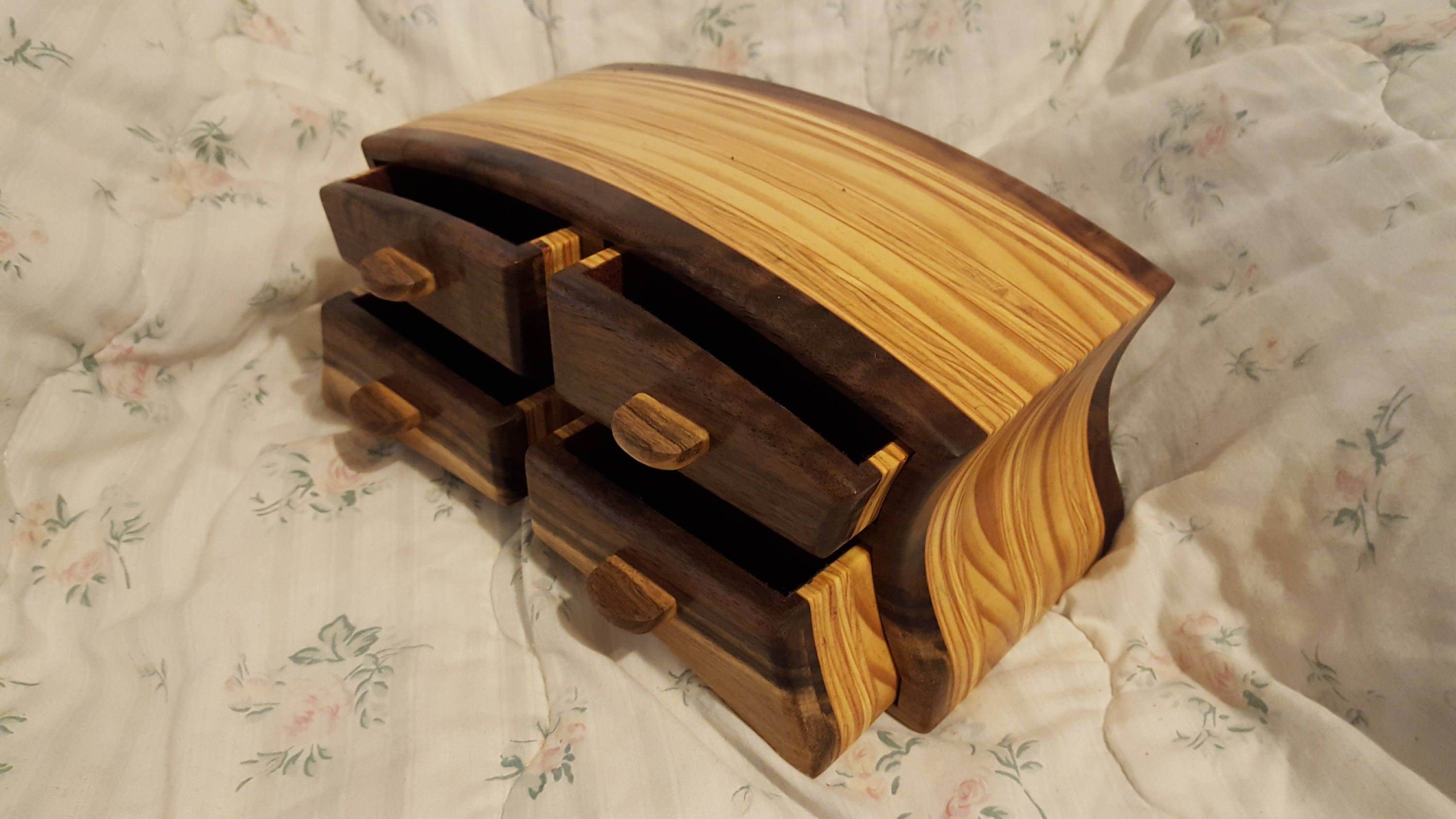 Bandsaw box made from claro walnut, pine,and plywood