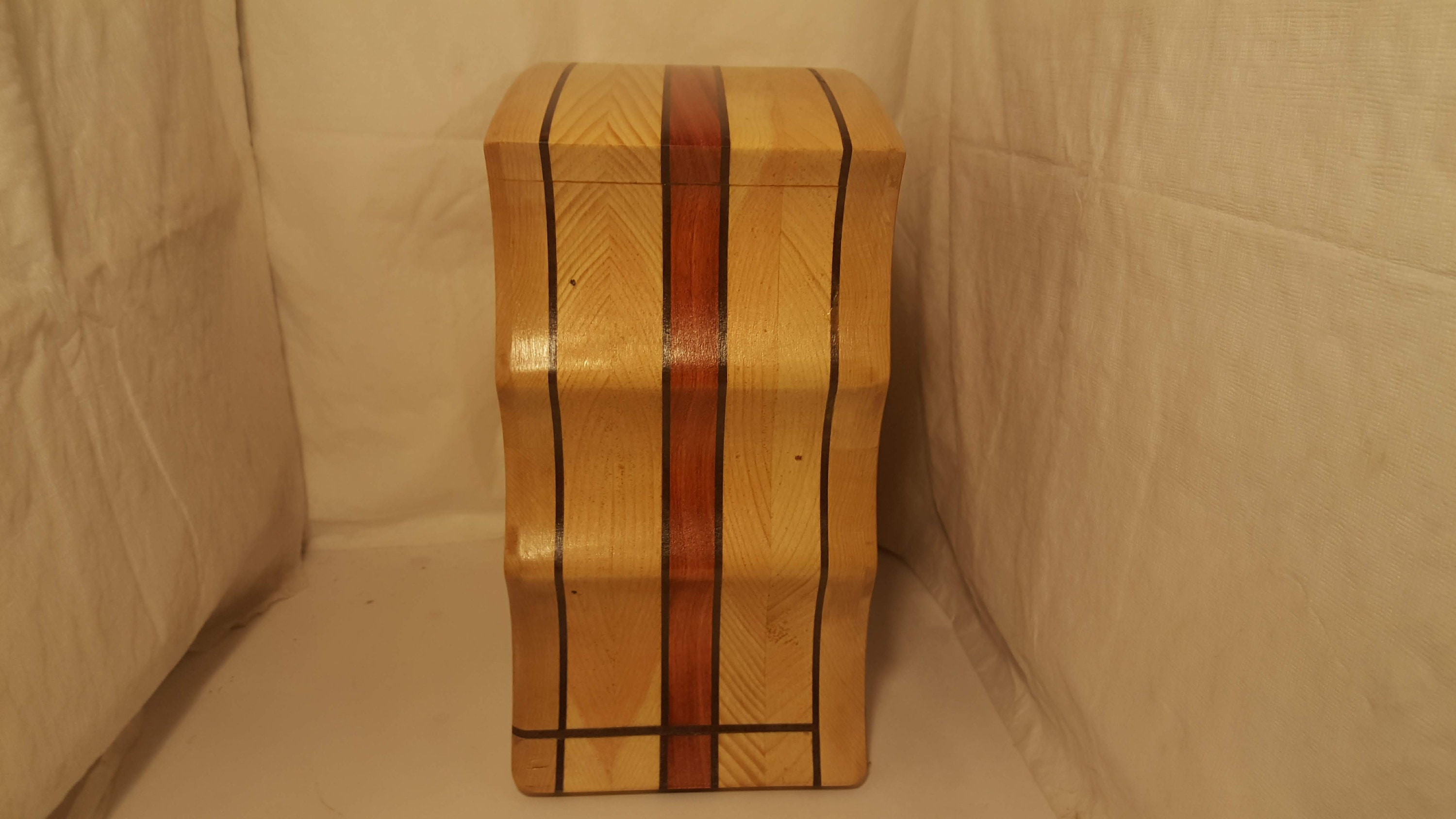 Bandsaw box made from maple, maple burl, bloodwood, walnut, and pine ...