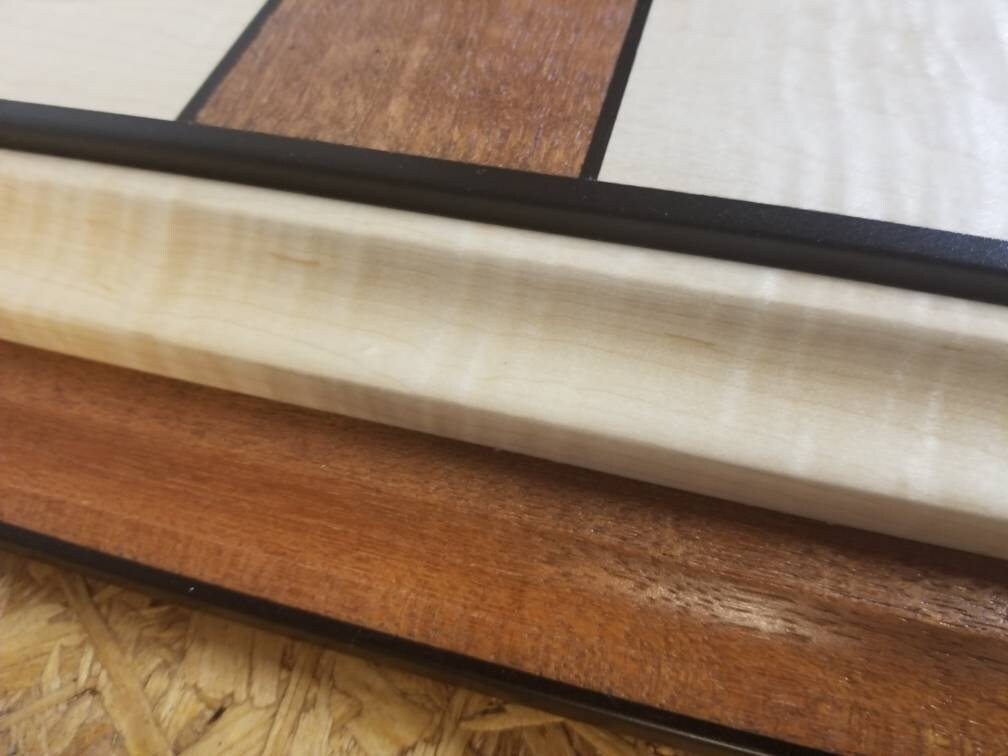 Chessboard made from curly maple, curly mahogany, and gaboon ebony with ...