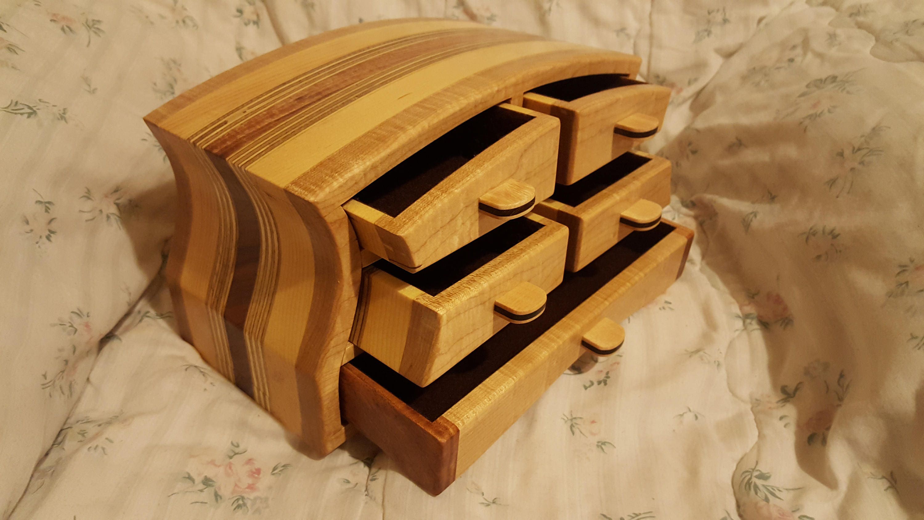 Jewelry box made from quilted maple,patagonia rosewood,wenge, pine,and ...