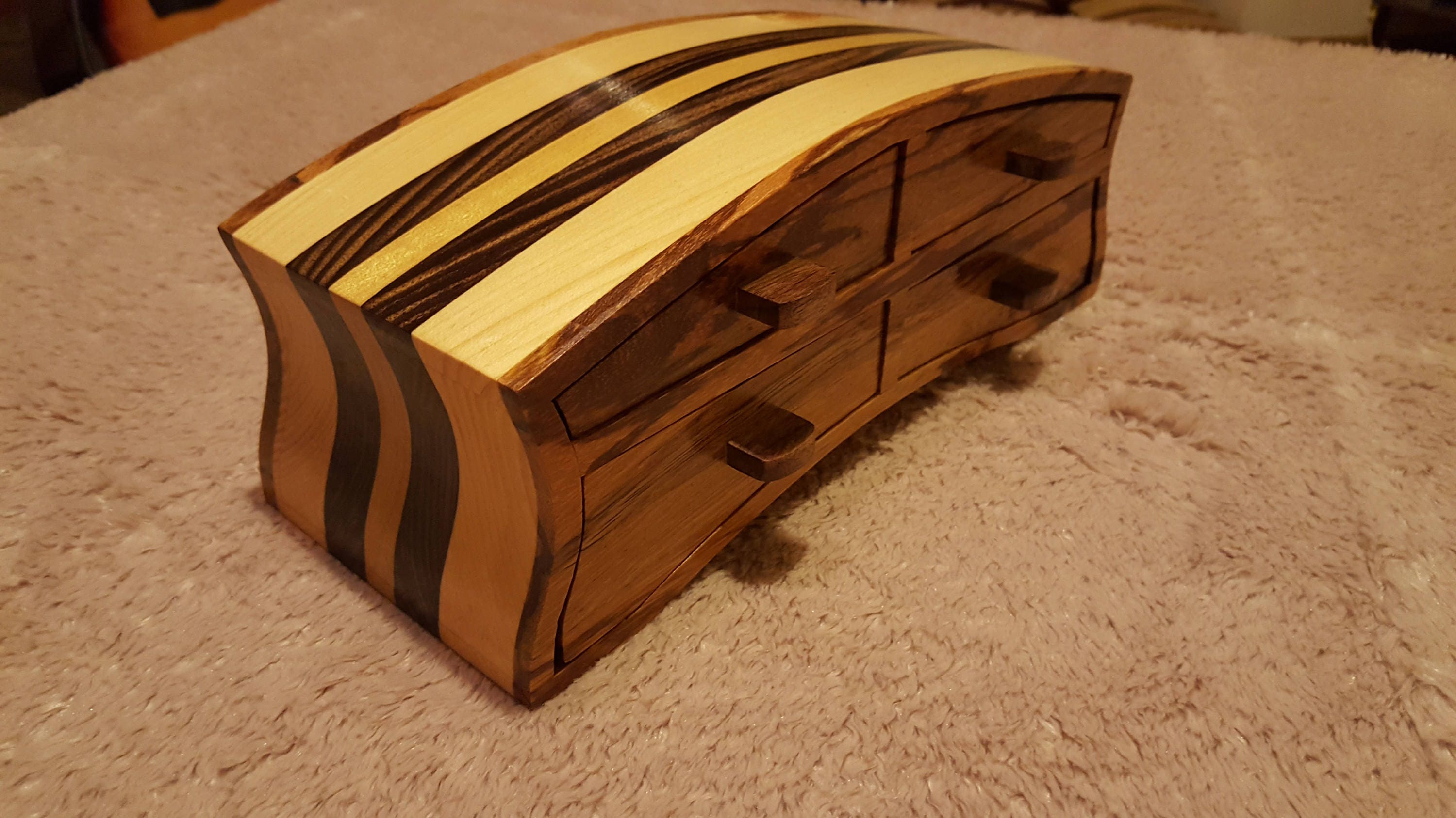 Bandsaw box with 4 drawers featuring marble wood,patagonia rosewood ...