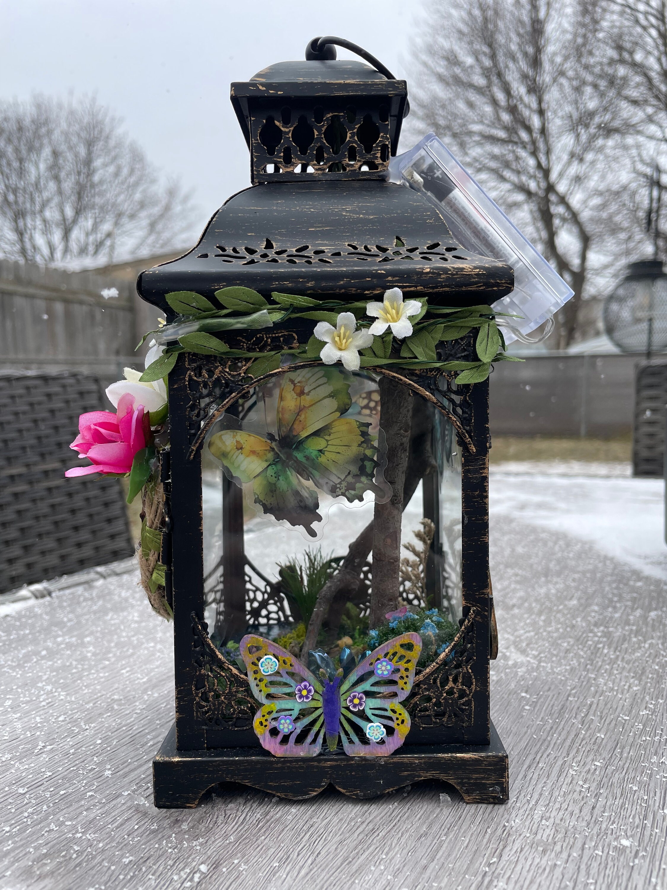 Lantern With Miniature Forest Inside, Light up Forest Lantern, Forest ...