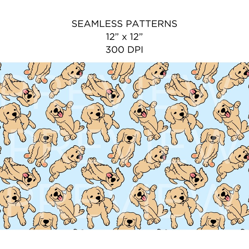 Golden Retriever Pattern Collection - Seamless Digital Art Pattern ...
