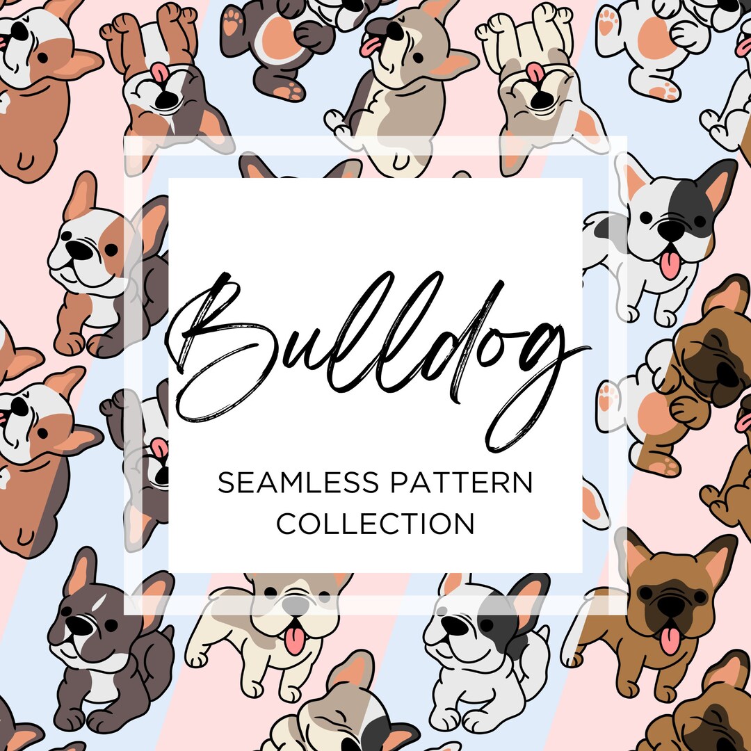 Bulldog Pattern Collection - Seamless Digital Art Pattern - PNG - JPEG ...