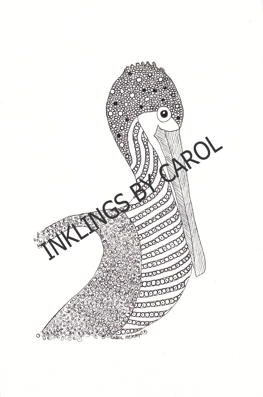 Original, Large Pelican (R) Pen and Ink - Etsy
