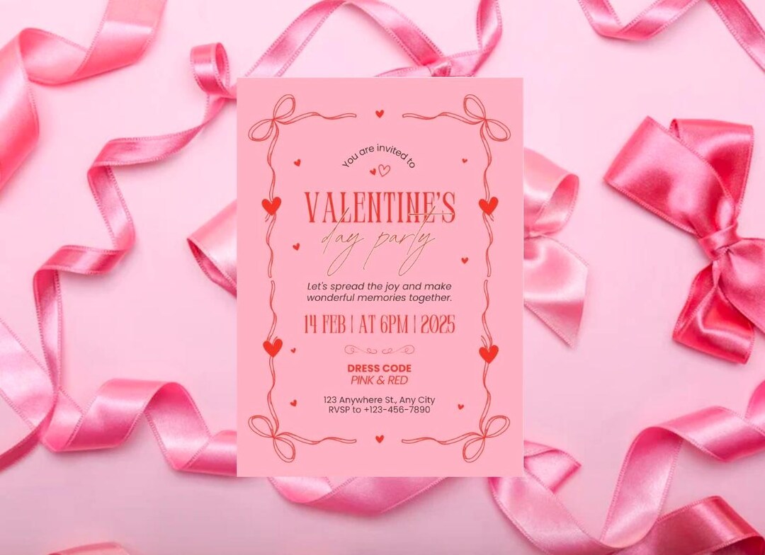 Editable Valentine's Day Party Invitation, Valentine's Theme, Editable ...