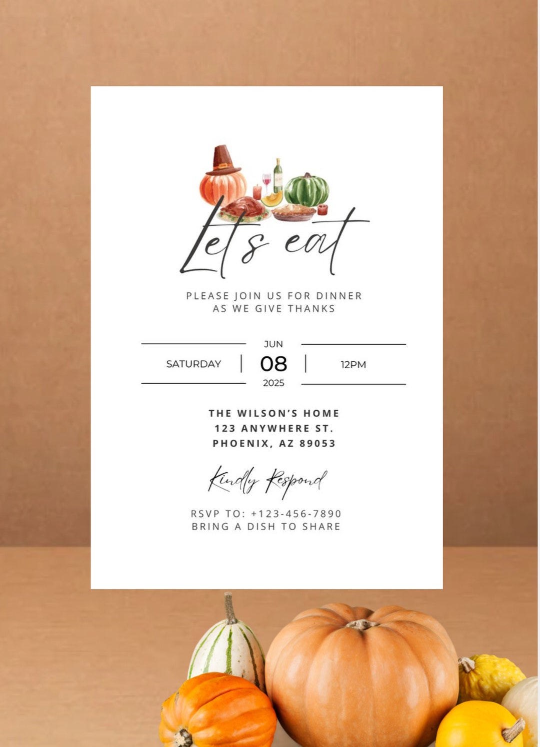 Thanksgiving Party Invitation | Editable Holiday Invite | Digital ...