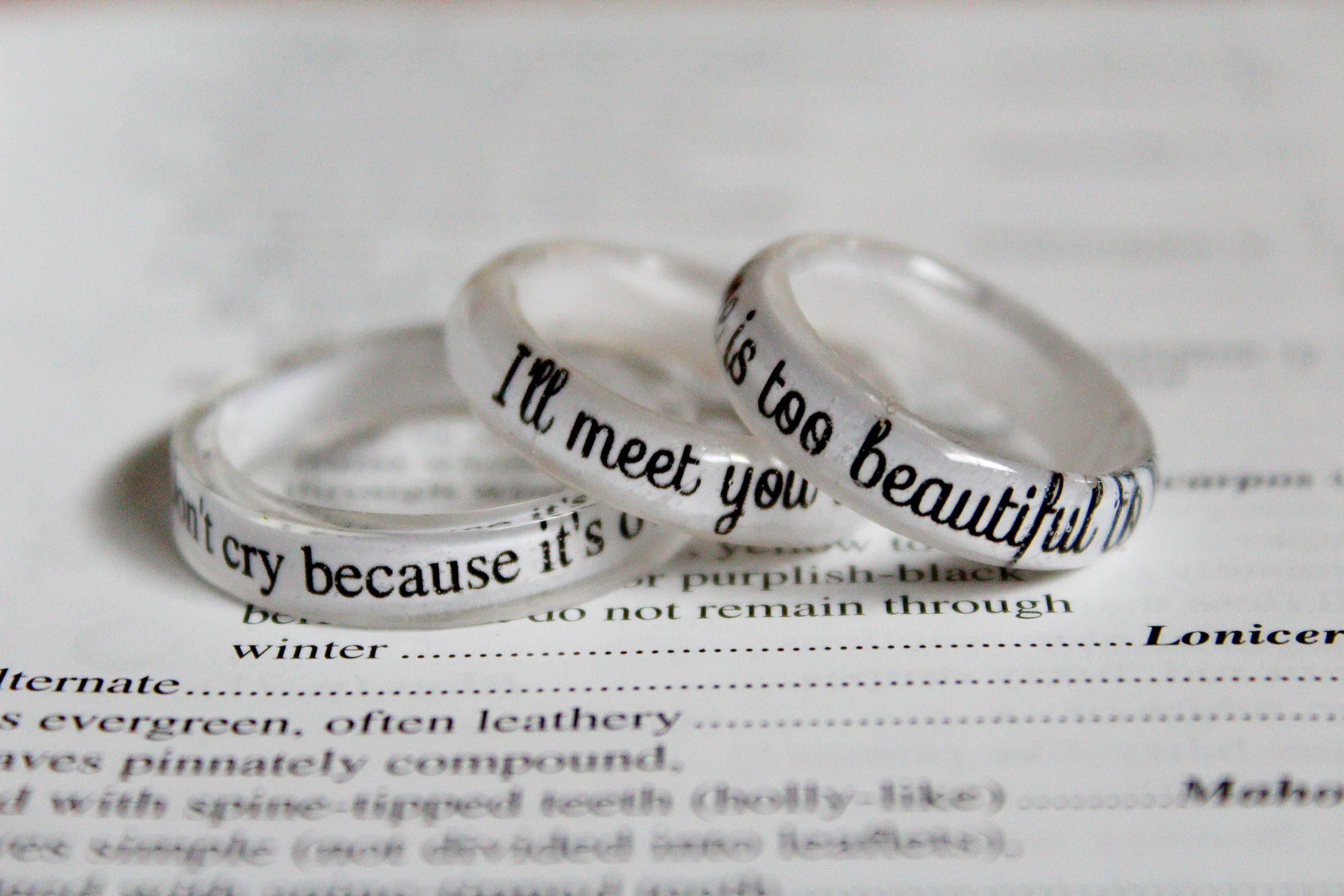 Personalized Word Resin Ring Fancy Font Simple Text Custom | Etsy