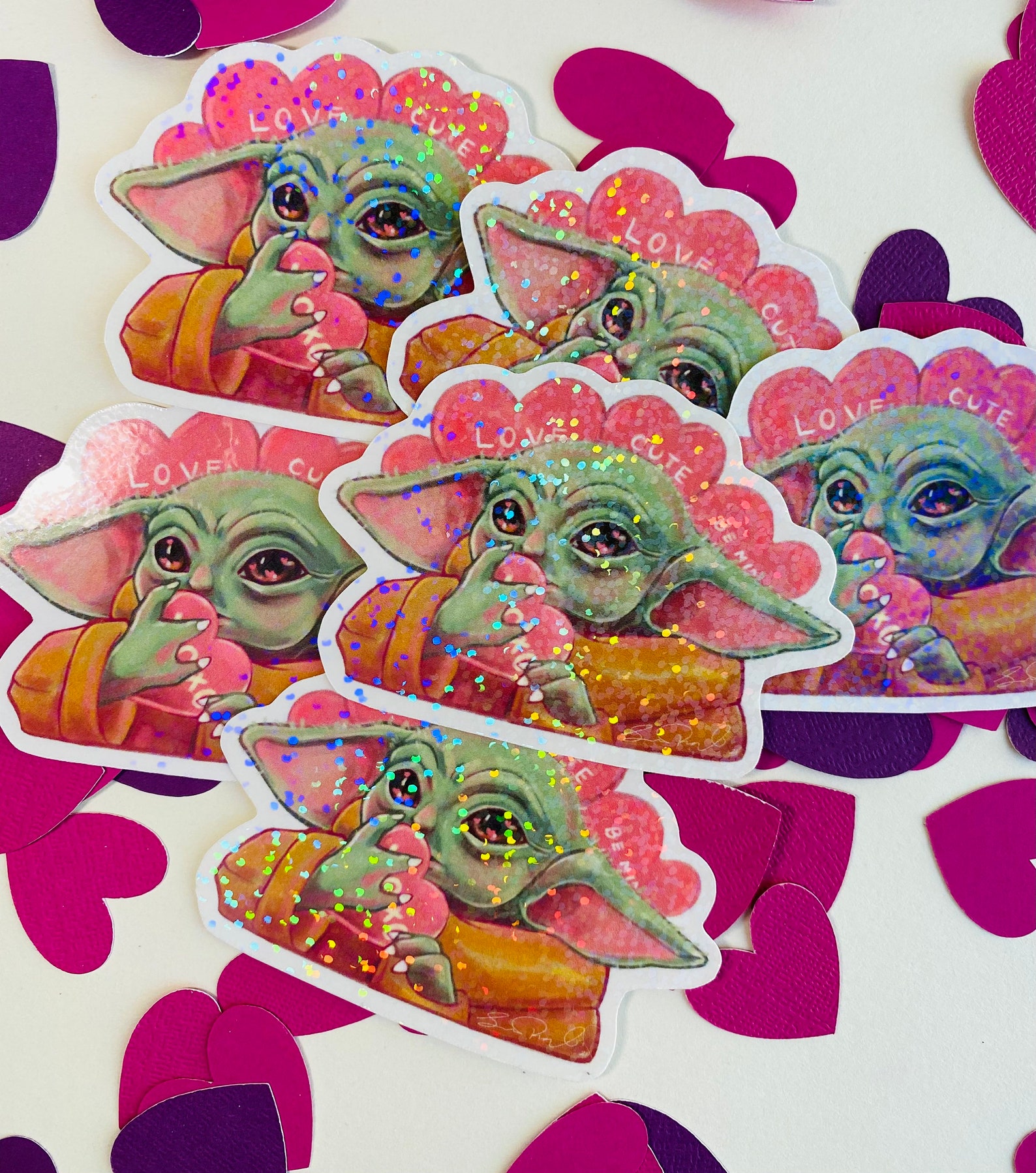 Valentine Grogu Sticker | Etsy