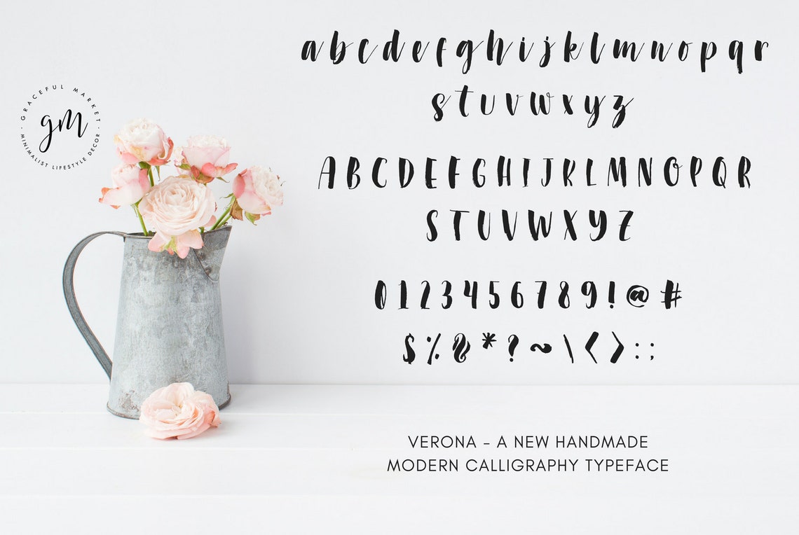 SALE Verona Script Handwritten Font Brush Letter Font Calligraphy Font ...