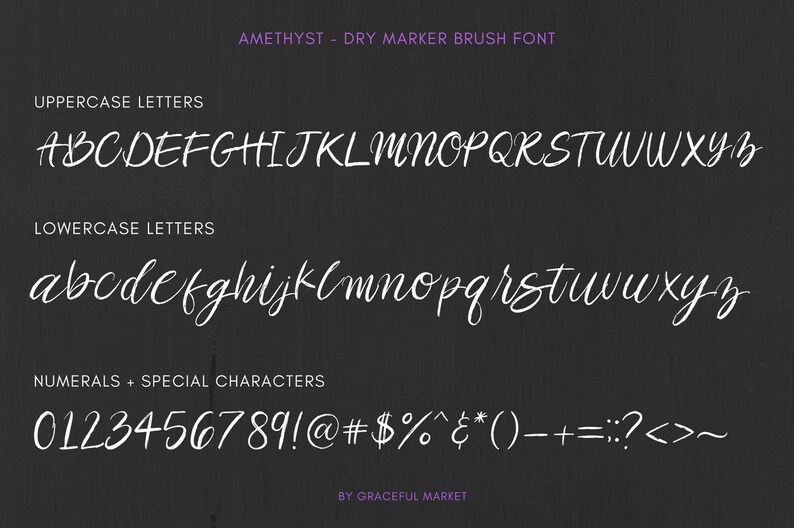 Amethyst Script Handwritten Font Brush Letter Font - Etsy