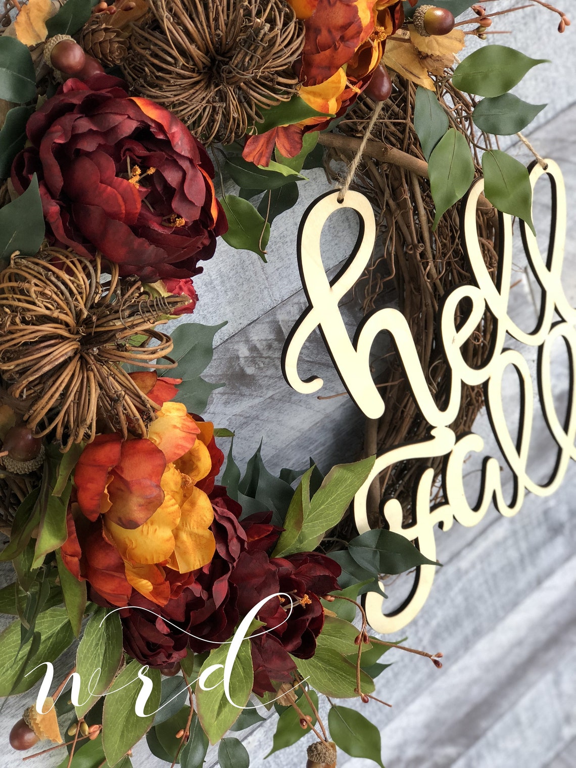 Hello Fall Wreath for Front Door, Farmhouse Fall Wreath, Thanksgiving ...