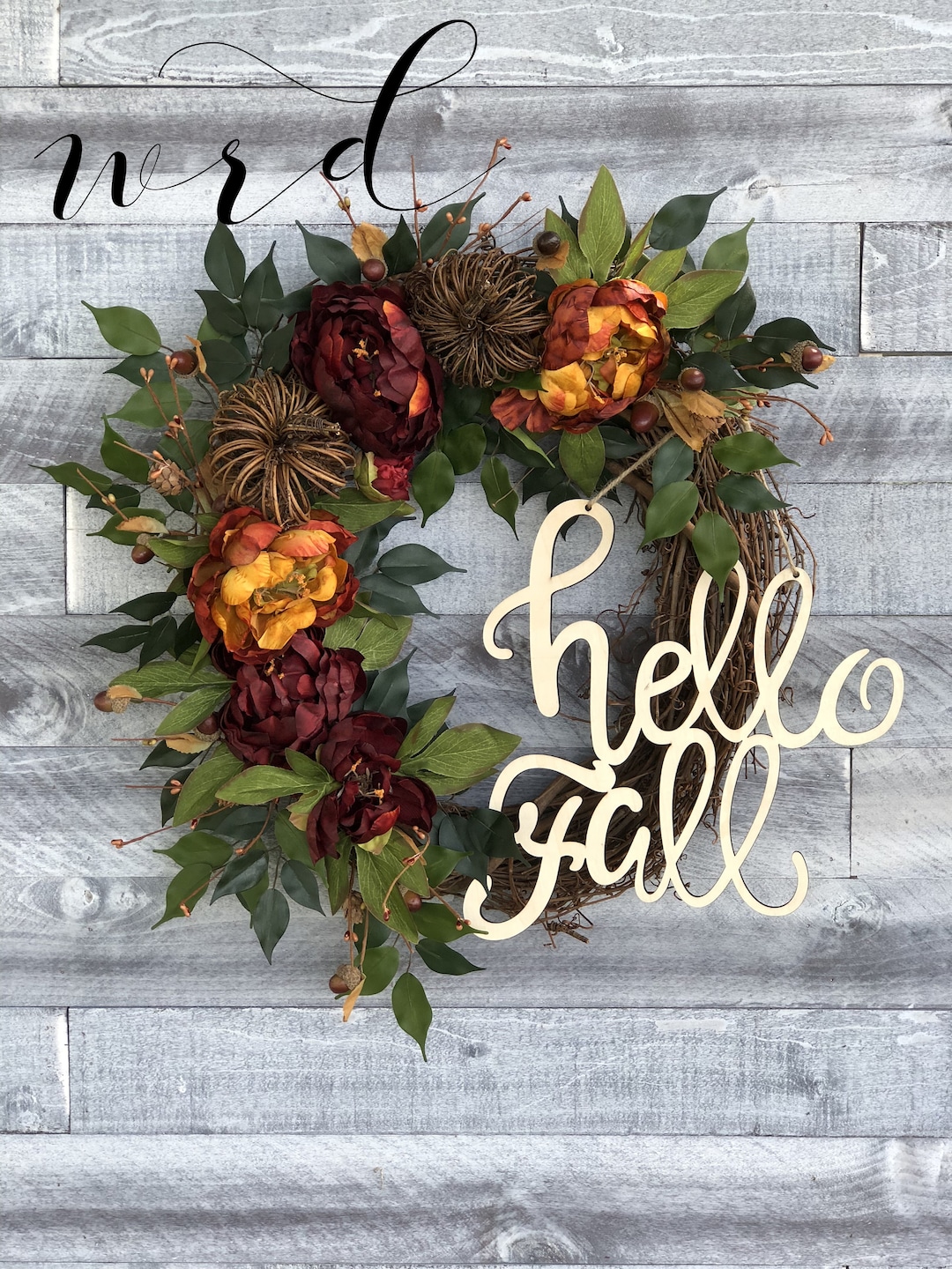 Hello Fall Wreath for Front Door, Farmhouse Fall Wreath, Thanksgiving ...