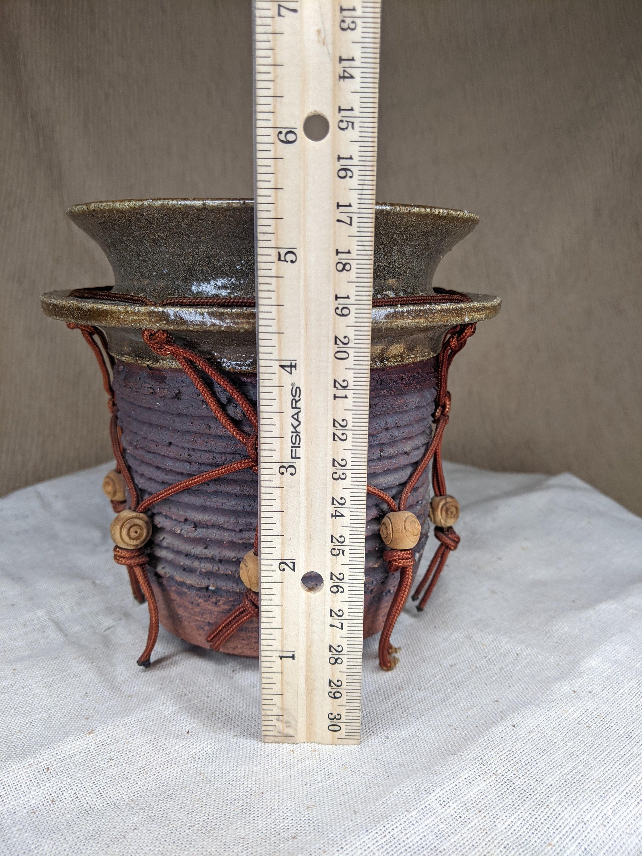 Handmade Ceramic Vase Rope and Pottery Beaded Boho Pottery - Etsy