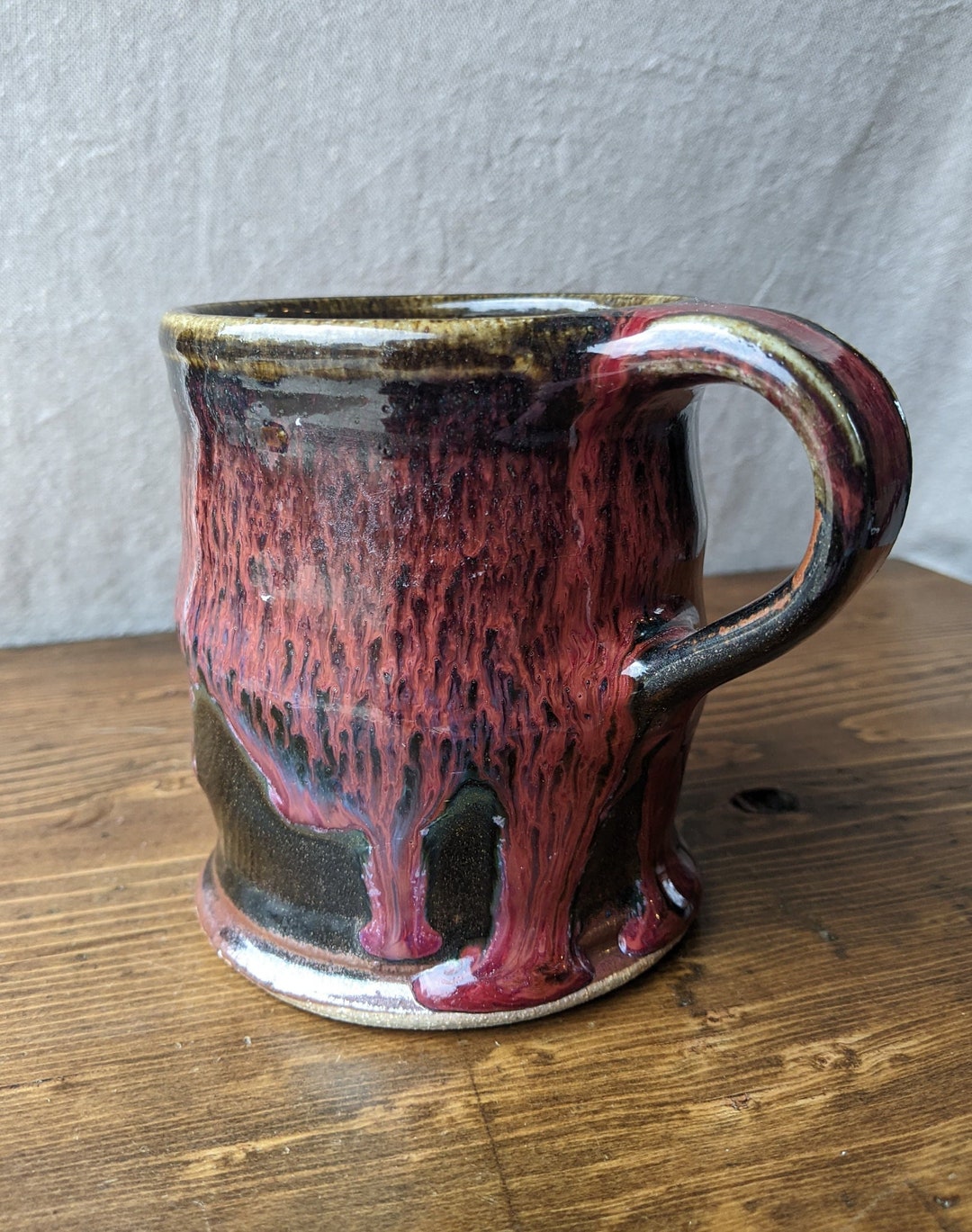 Handcrafted Red Clay Mug drip Glaze vintage - Etsy