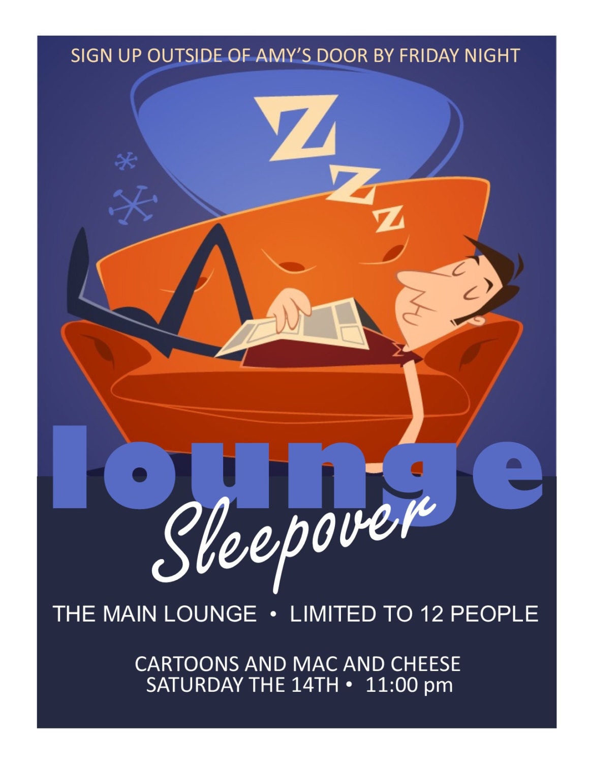 Lounge Sleepover - Program Advertisement - Text Fully Editable - Etsy
