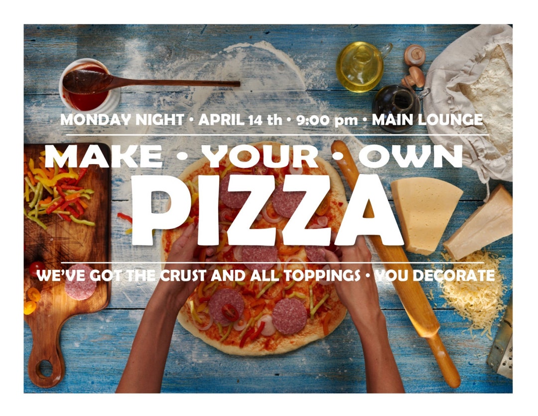 Make Your Own Pizza - Program Advertisement - Fully Editable Text - Etsy