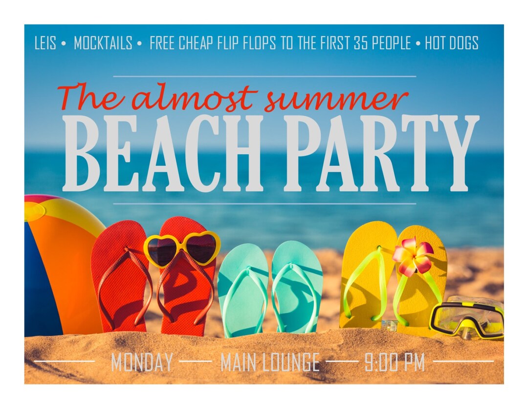 Beach Party - Program Advertisement - Text Fully Editable - Etsy