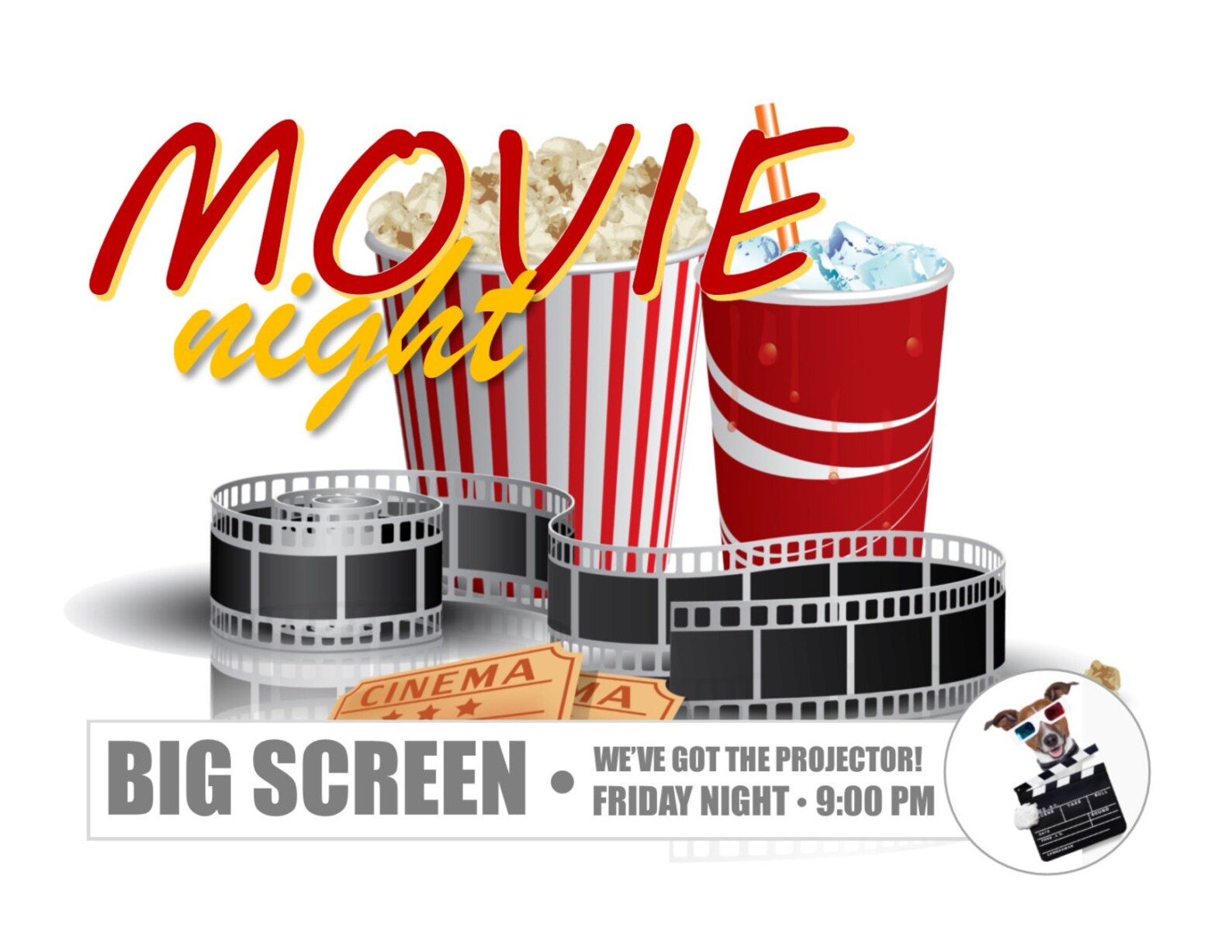 Movie Night - Program Advertisement - Text Fully Editable - Etsy