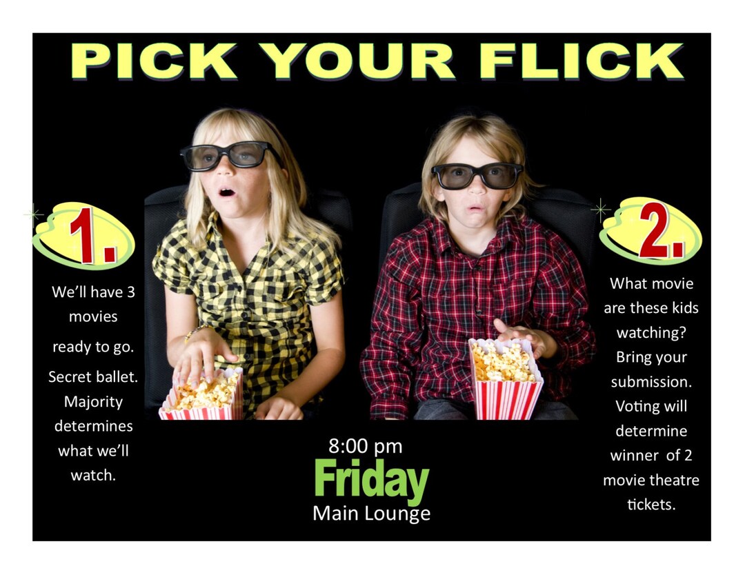 Movie Night Pick Your Flick - Program Advertisement - Text Fully ...