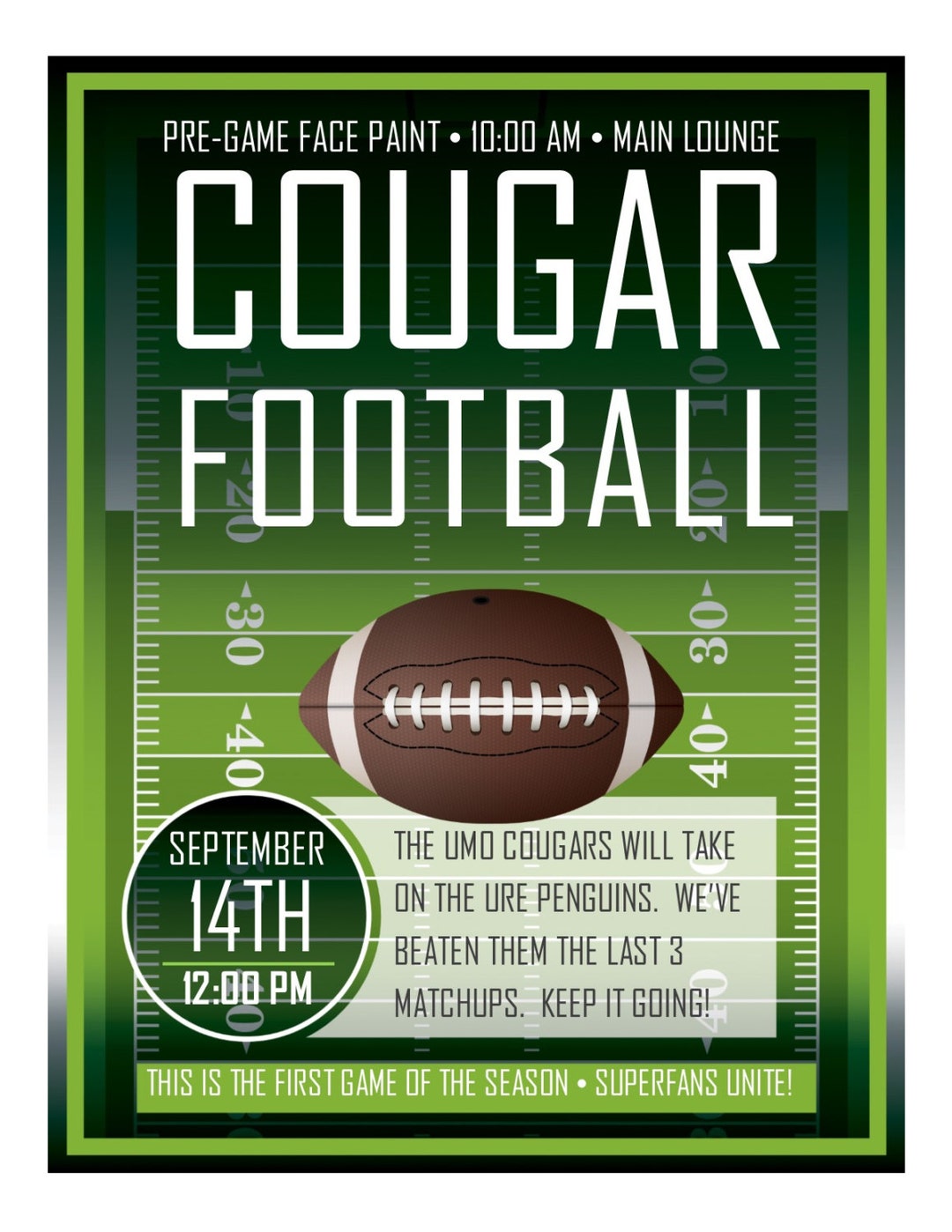 Football Game - Program Advertisement - Fully Editable Text - Etsy