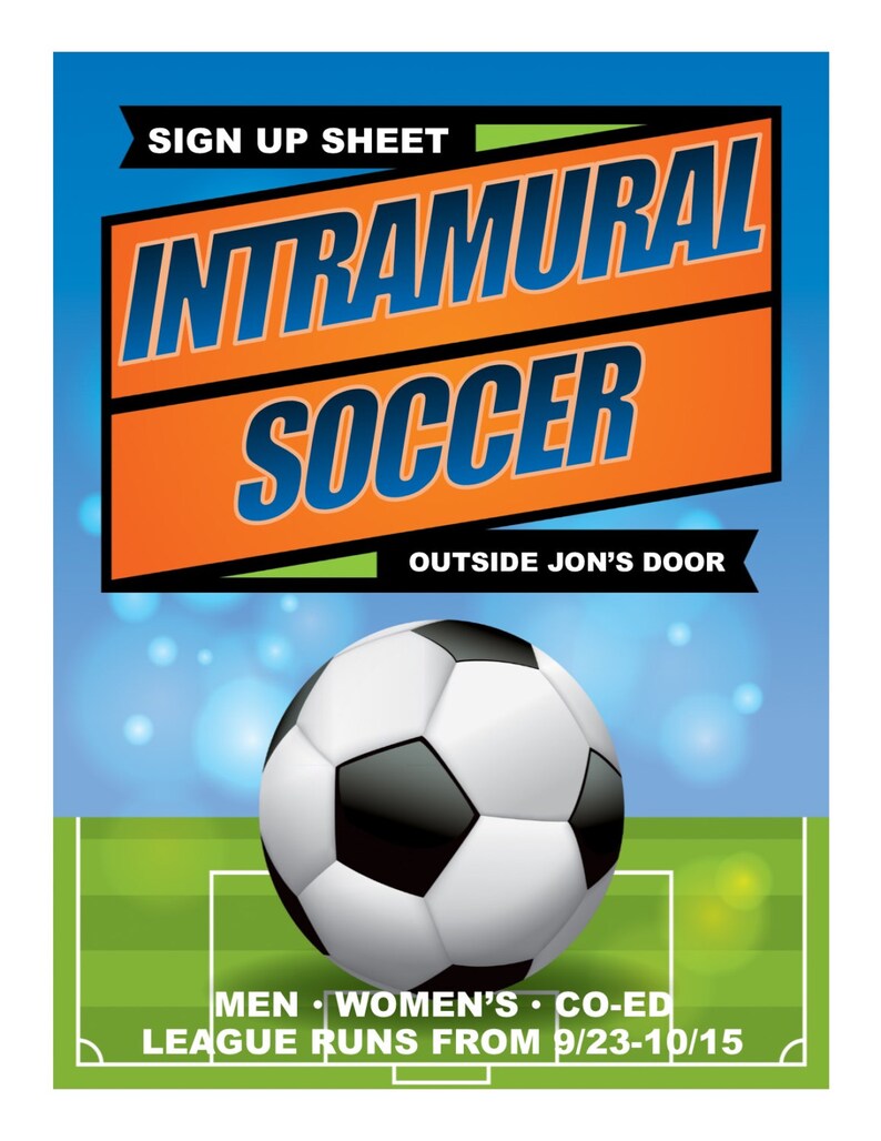 Intramural Soccer - Program Advertisement - Text Fully Editable - Etsy