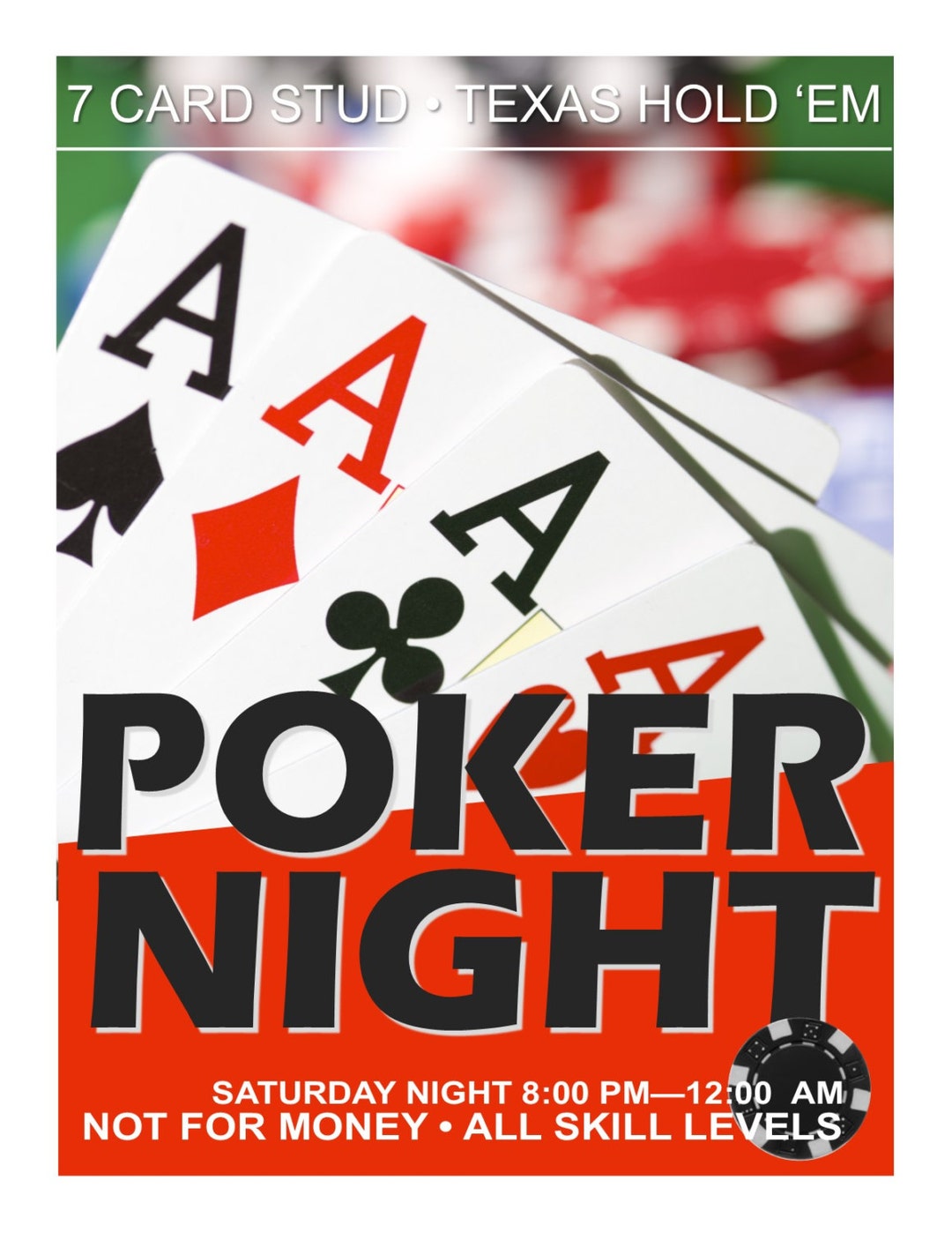 Poker Night - Program Advertisement - Text Fully Editable - Etsy