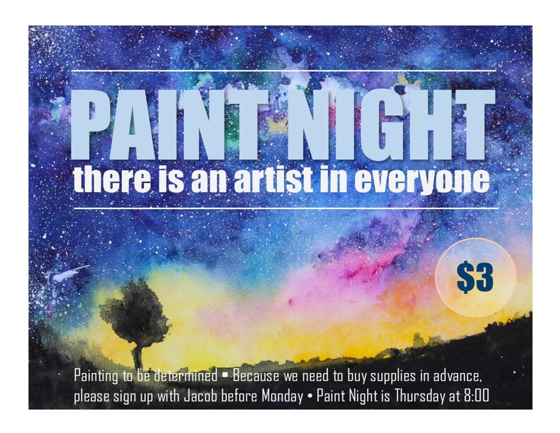 Paint Night - Program Advertisement - Fully Editable Text - Etsy