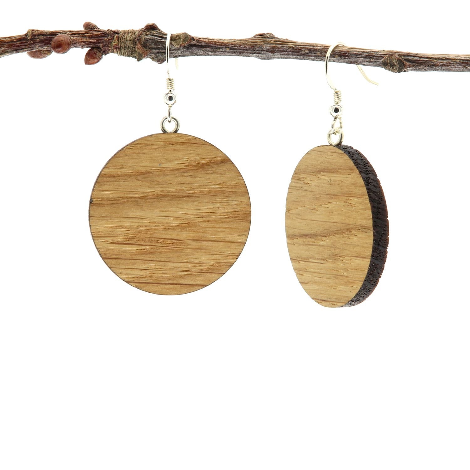 Wooden Earrings Mara Circle Shape Modern & Natural Wood Stud | Etsy