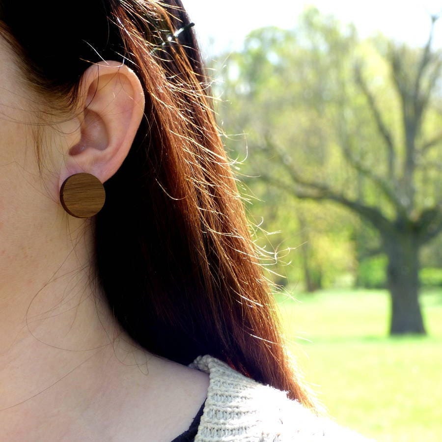 Wood Earrings Wood Jewelry Walnut sterling Silver 925 - Etsy