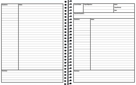 List format note taking clipart - statvlero