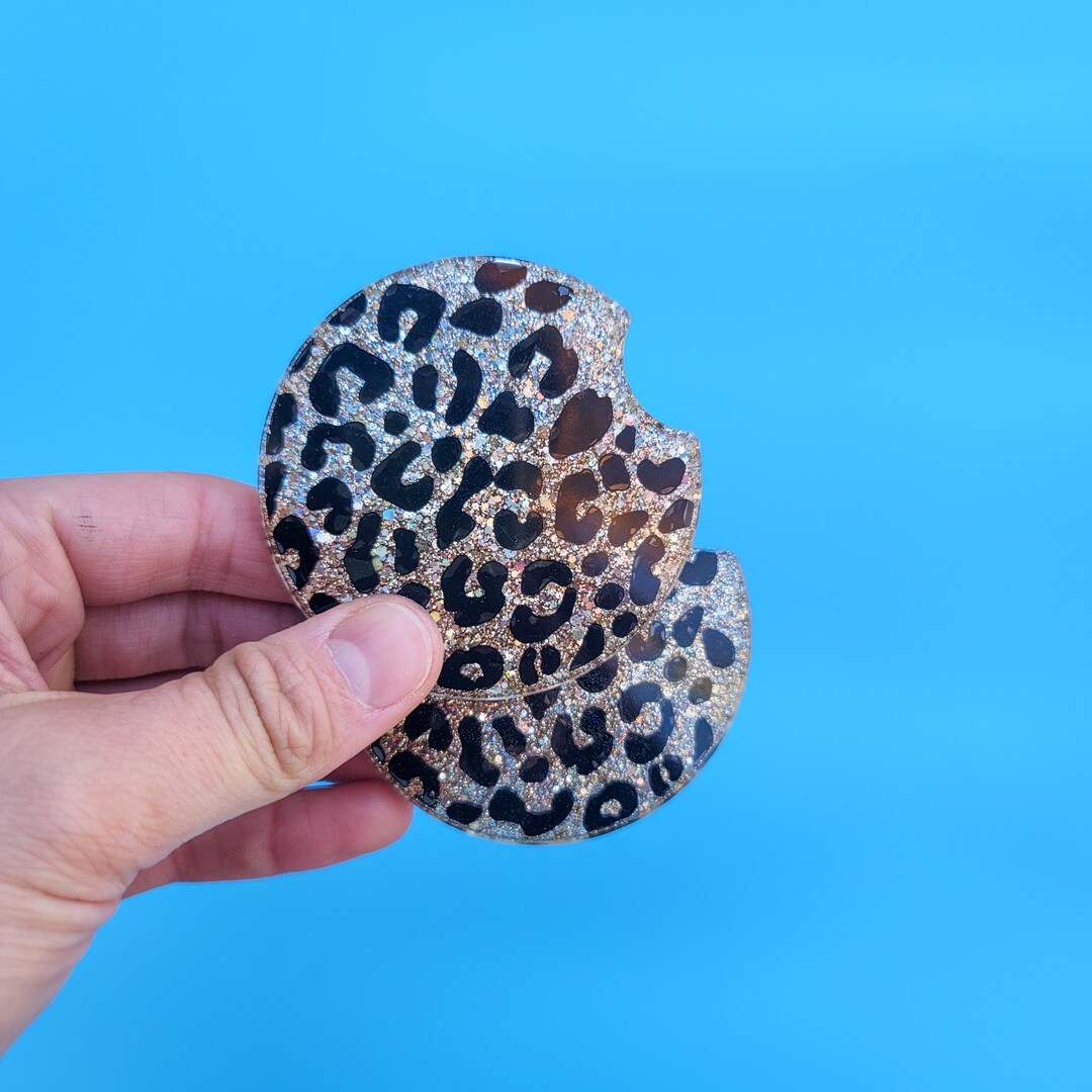 Gold Glitter Cheetah Coasters | Ready to Ship | Set of 2 | Car ...