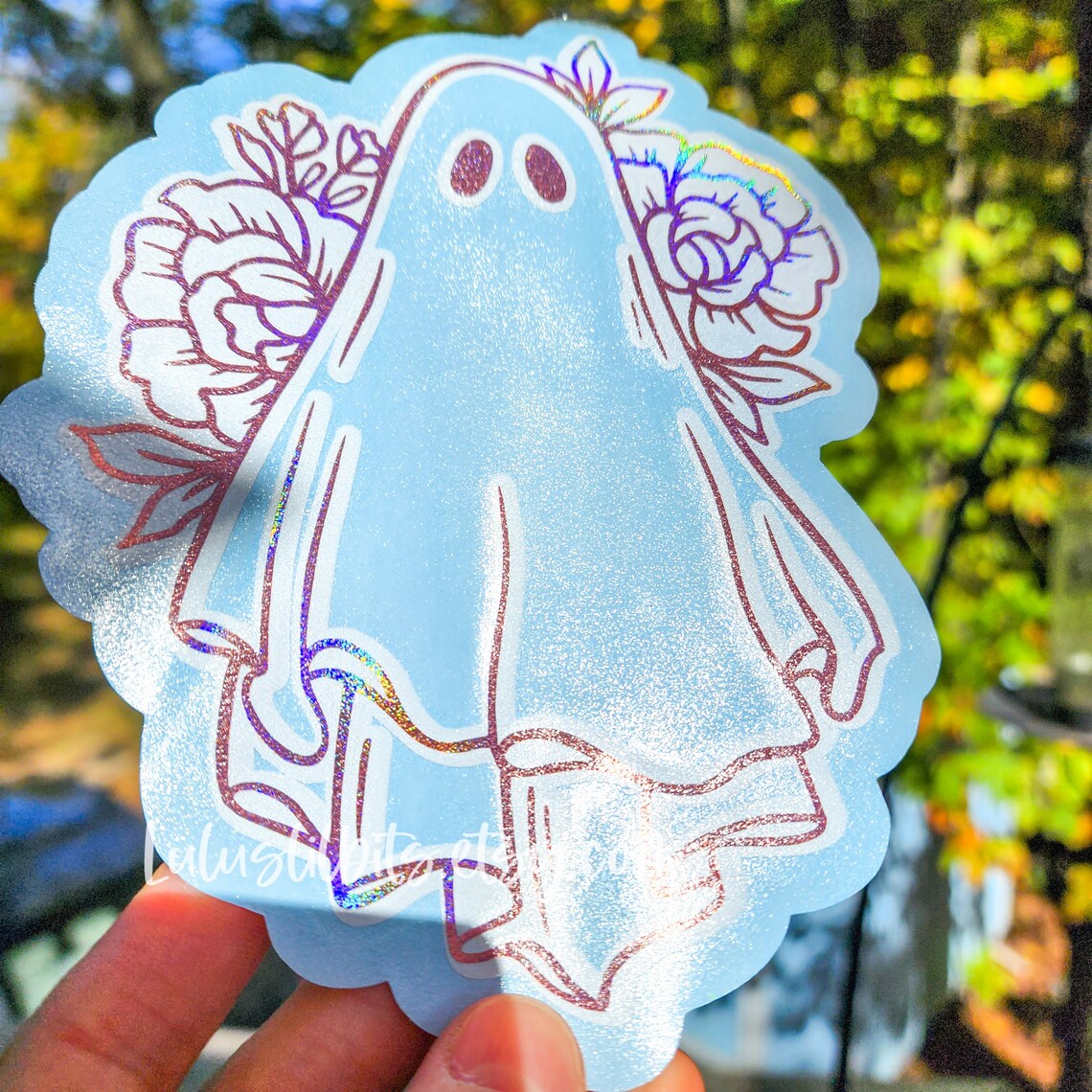 Floral Ghost Sticker Halloween Decal Ghost Decal Spooky - Etsy