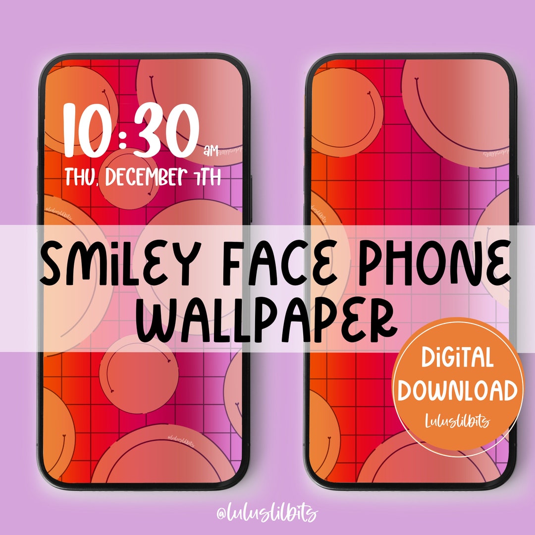 Smiley Face Digital Phone Wallpaper | Digital Download | Modern Phone ...