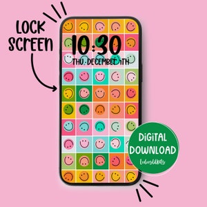 Smiley Face Digital Phone Wallpaper | Retro Phone Wallpaper | iPhone ...