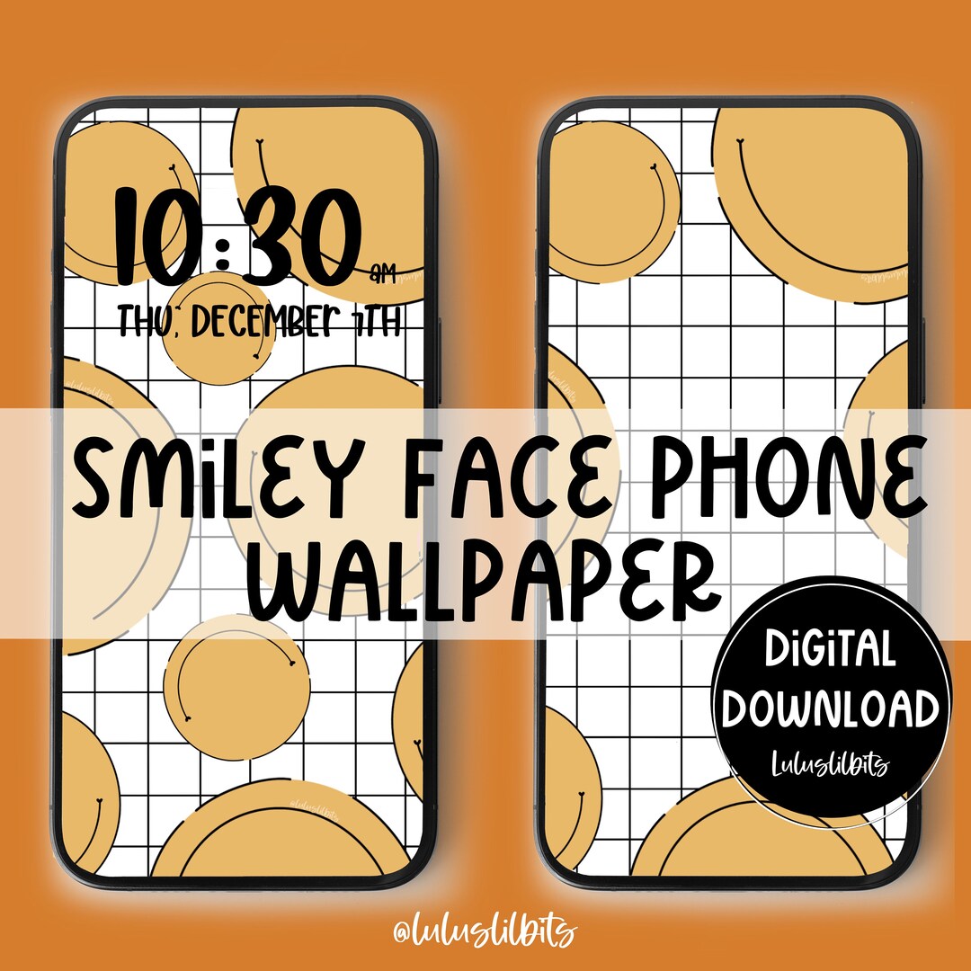Smiley Face Digital Phone Wallpaper | Digital Download | Modern Phone ...