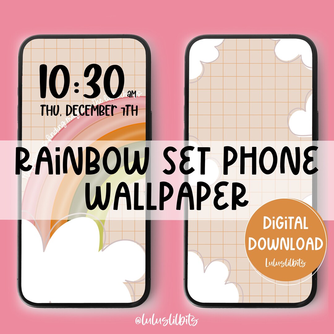Rainbow Phone Wallpaper | Retro Lock Screen (digital Download) - Etsy