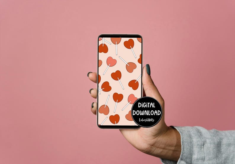 Heart Candy Phone Wallpaper | Valentines Lock Screen (digital Download ...